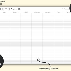 24 Hour Weekly Schedule, Week at a Glance, Weekly Time Blocking Planner ...