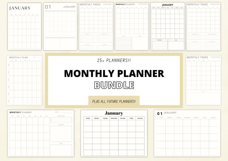 Monthly Planner Bundle Monthly Calendar Templates, Monthly Overview ...