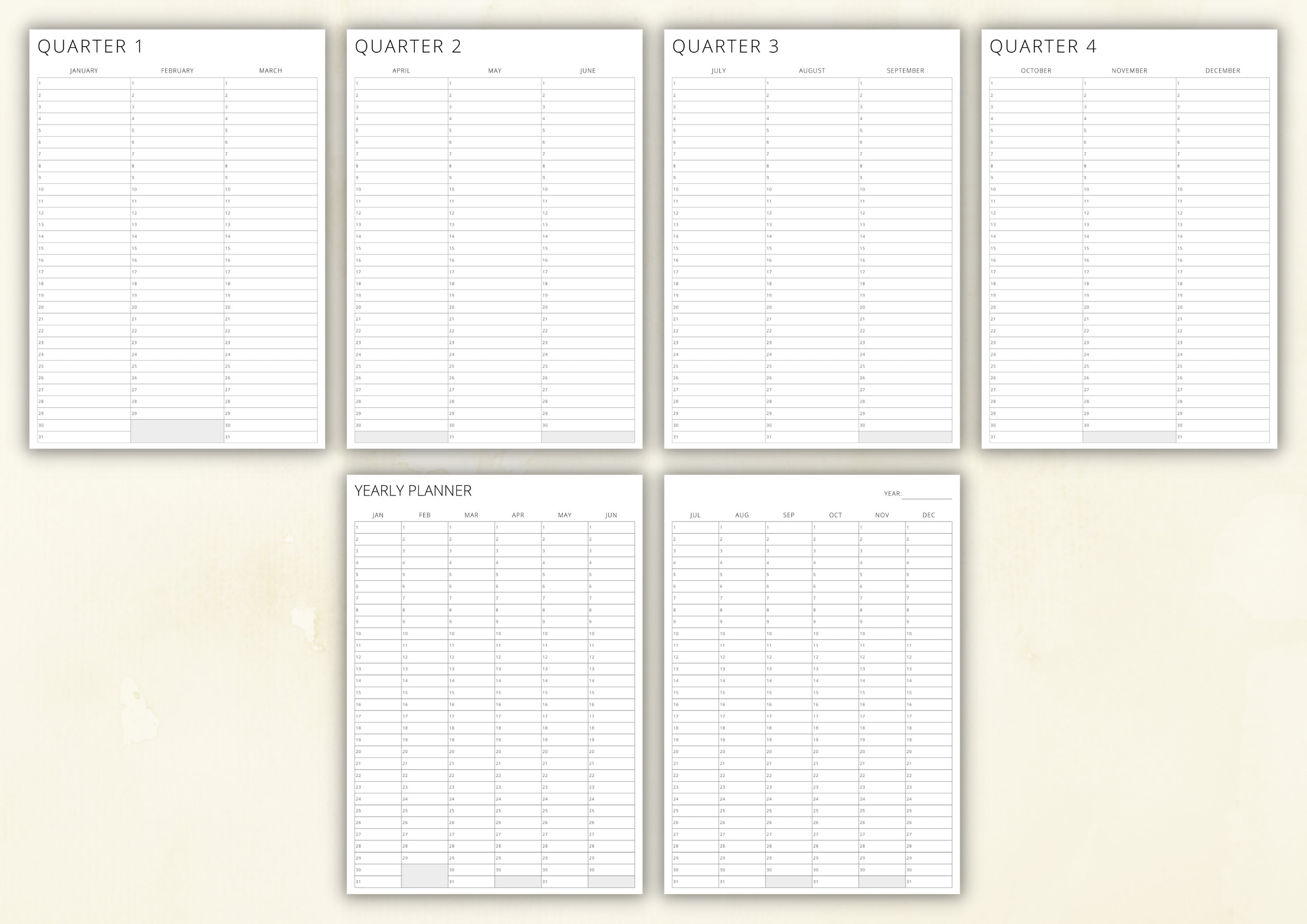 Yearly Planner Bundle Annual Overview, Year at a Glance, Yearly Goals ...