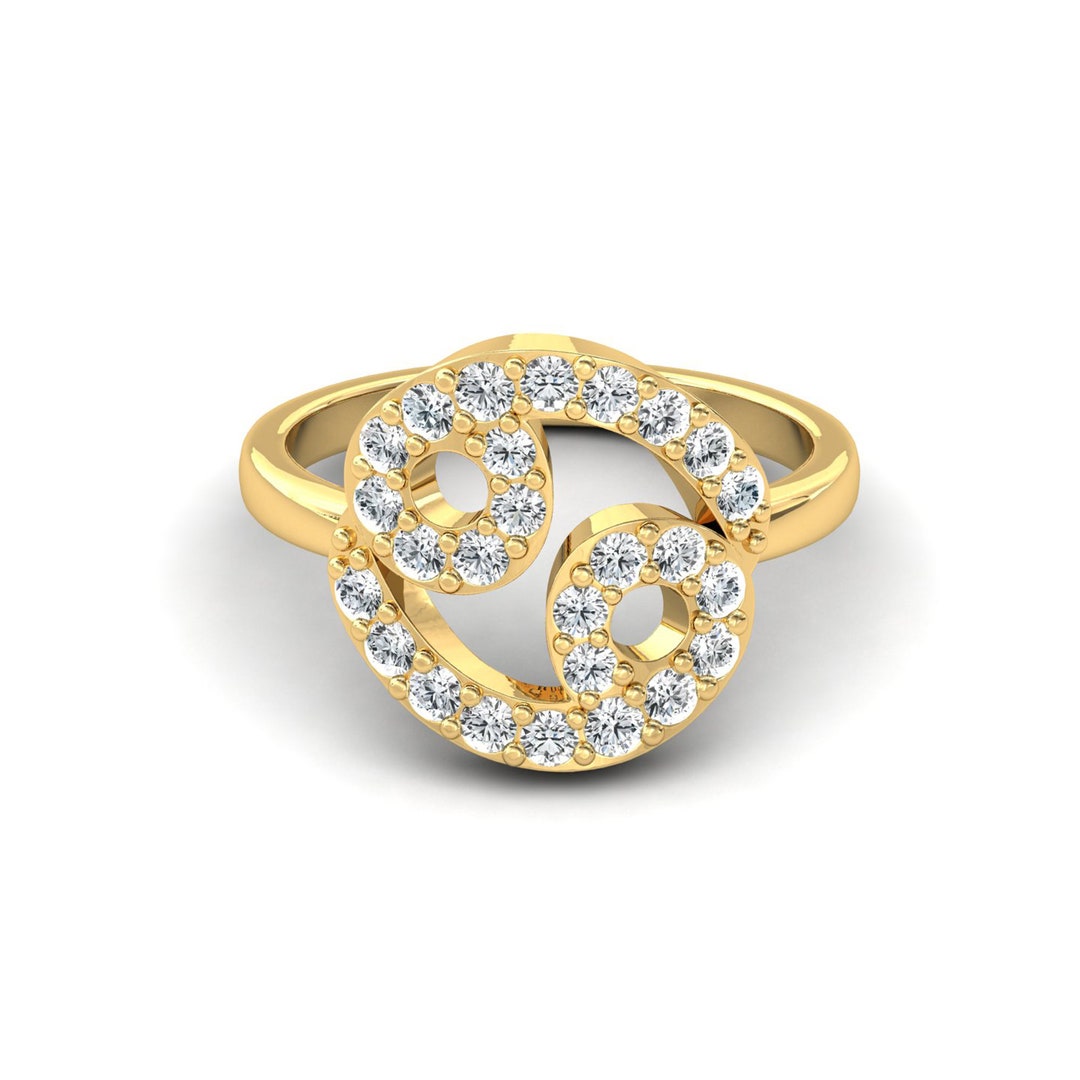Cancer Zodiac Ring, Unique Zodiac Sign Ring, Personalized Diamond Gold ...