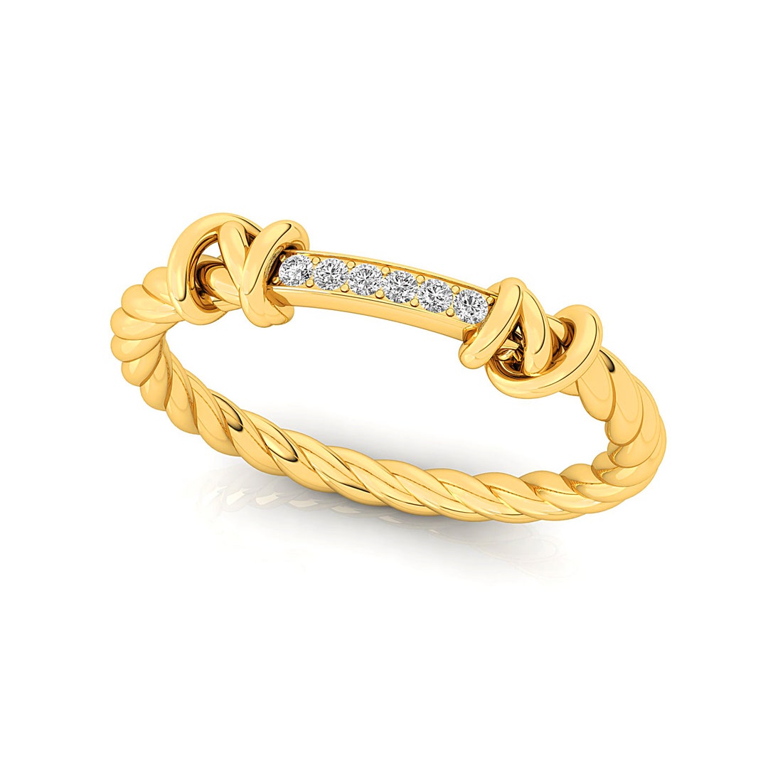 Diamond Knot Ring, 14k Solid Gold, Dainty Ring, Minimalist Ring ...