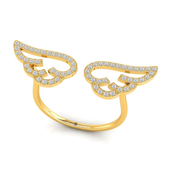 Diamond Angel Wing Ring - Etsy