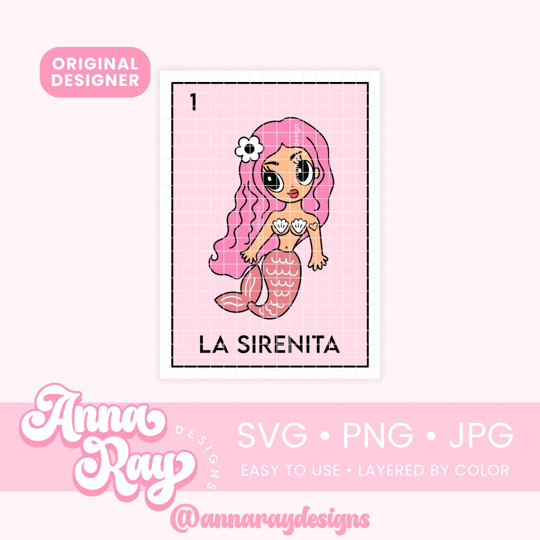 La Sirenita Loteria Card SVG PNG Instant Download, Karol G Loteria SVG ...