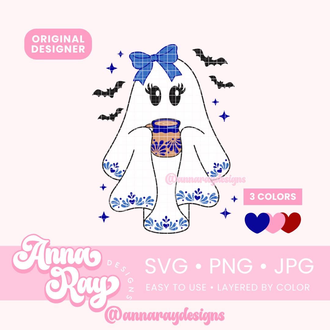 Coquette Mexican Ghost SVG PNG JPG, Mexican Talavera Halloween Ghost ...