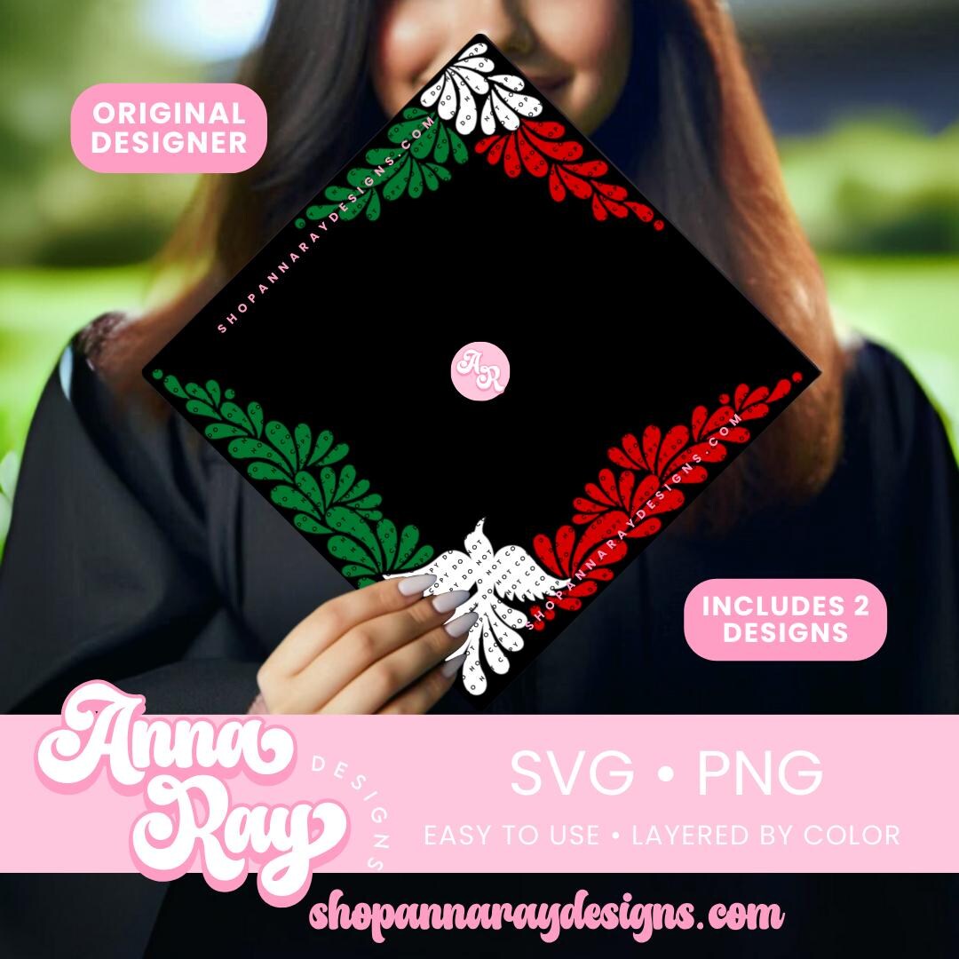 Mexican Talavera Graduation Cap Border SVG PNG Instant Download, Latinx ...