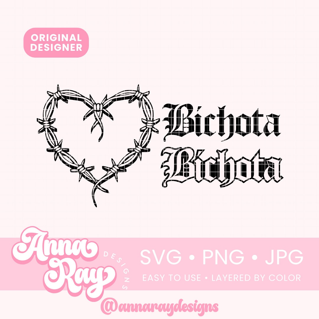 Bichota Barbwire Heart SVG PNG Digital Download, Karol G Bichota Logo ...