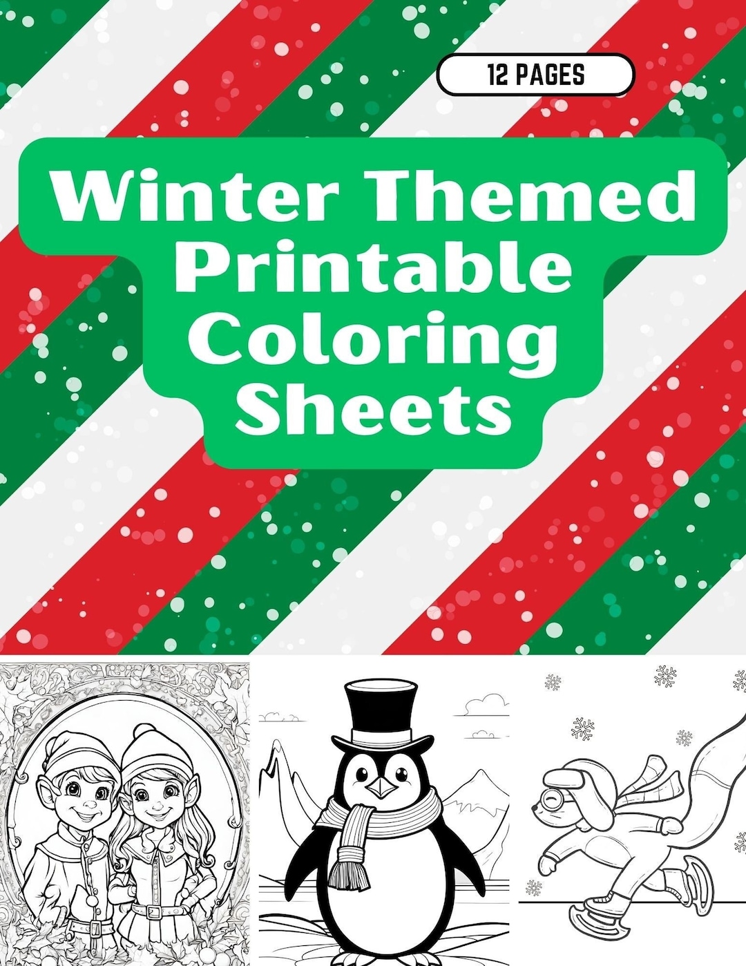 Winter Christmas Printable Coloring Sheets - Etsy