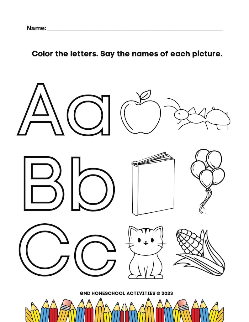 Preschool Activity ABC Printable Homeschool Workbook Worksheets - Etsy