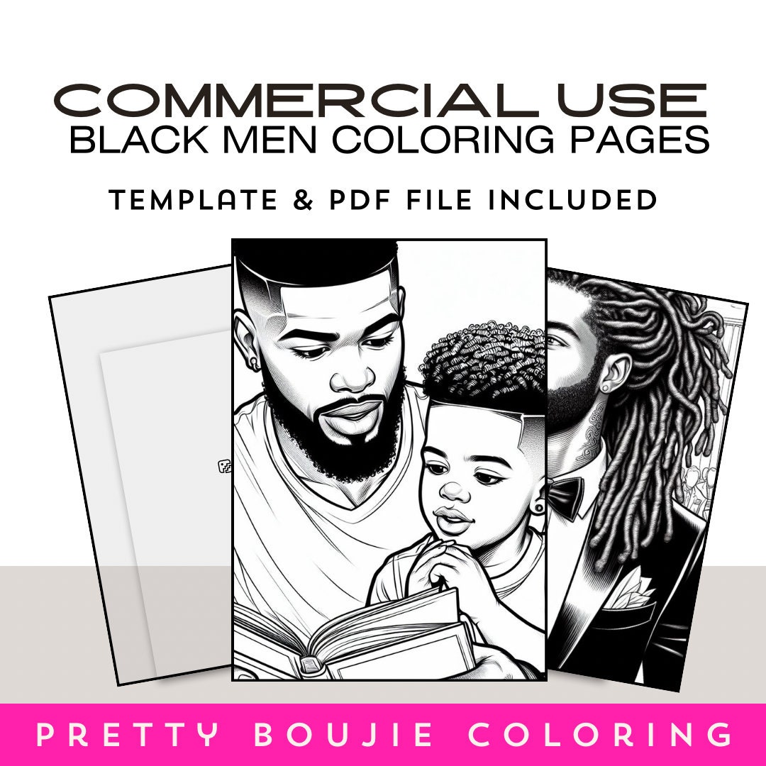 Black Men Coloring Pages, Commercial Use, PLR Coloring Pages, Fathers ...