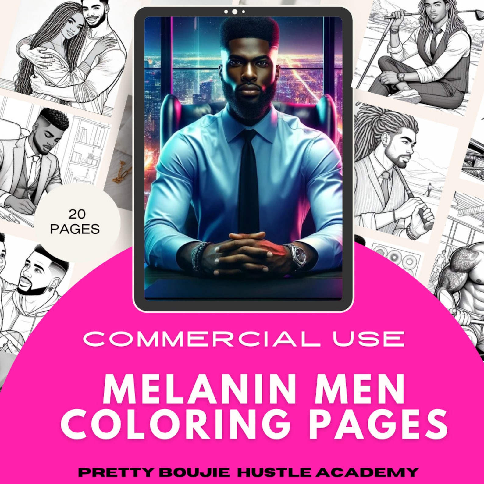 PLR Coloring Pages, Melanin Coloring Pages, Coloring Pages, Black Men ...