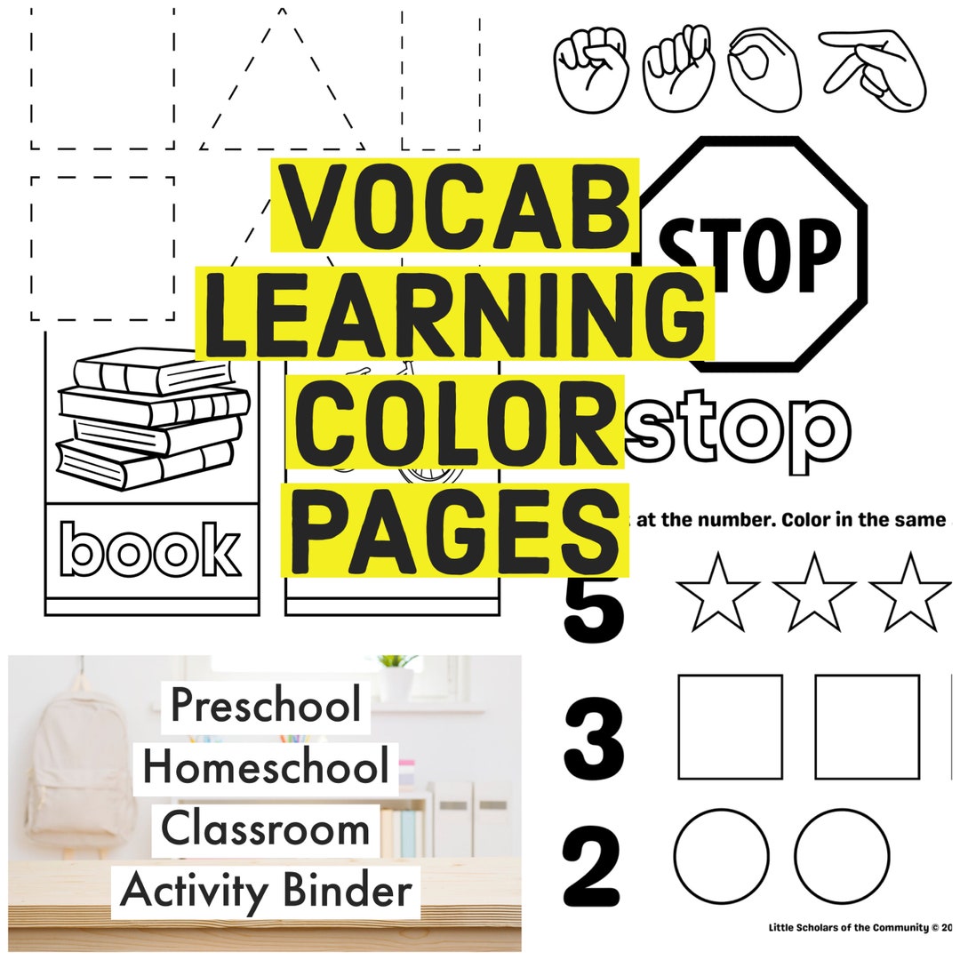 VOCAB Learning Color Sheet Printables - Etsy