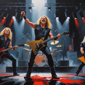 Epic Heavy Metal Concert Painting – High-energy Rock Band Artwork ...