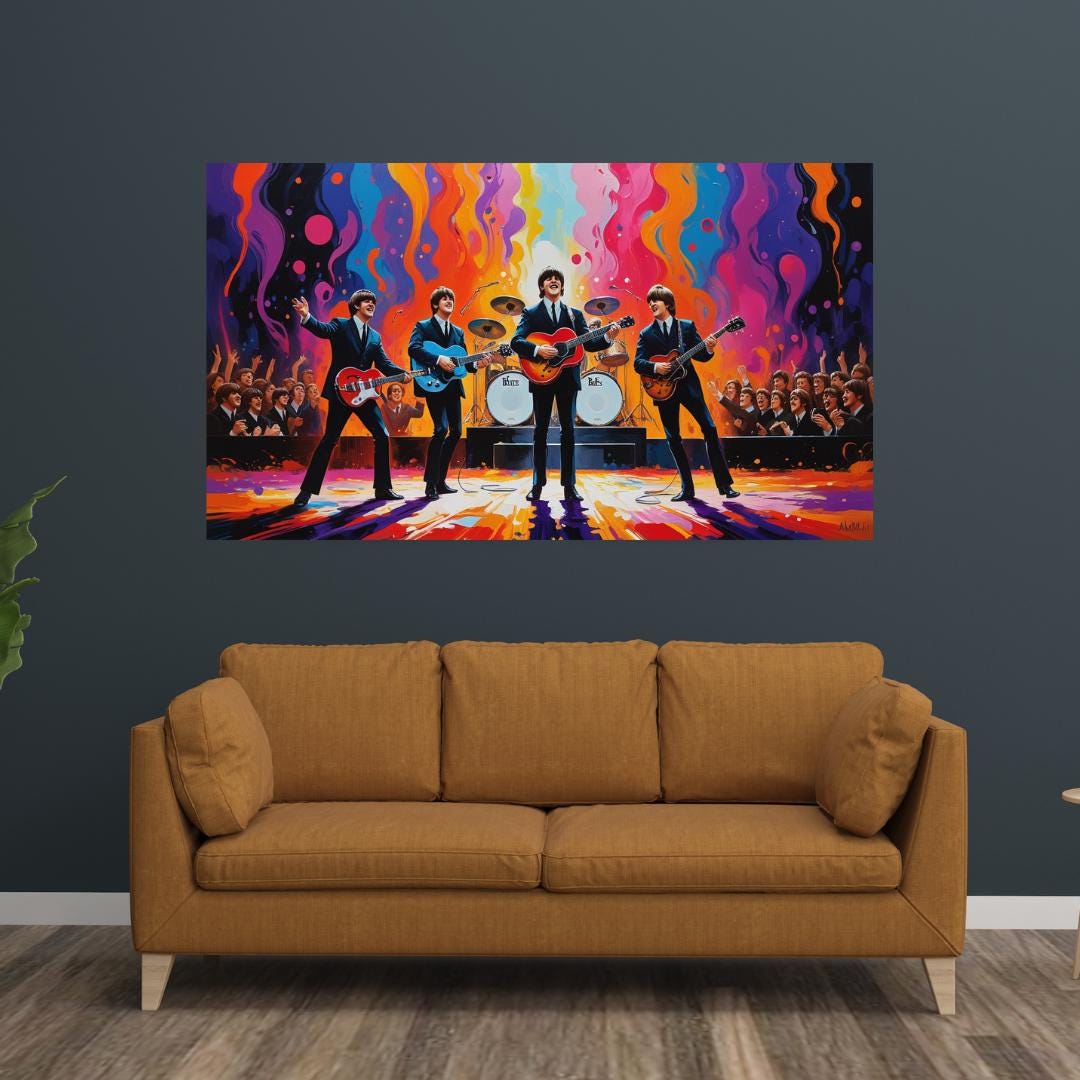 The Beatles Digital Painting - Vibrant 60s Concert Artwork, Iconic Rock ...