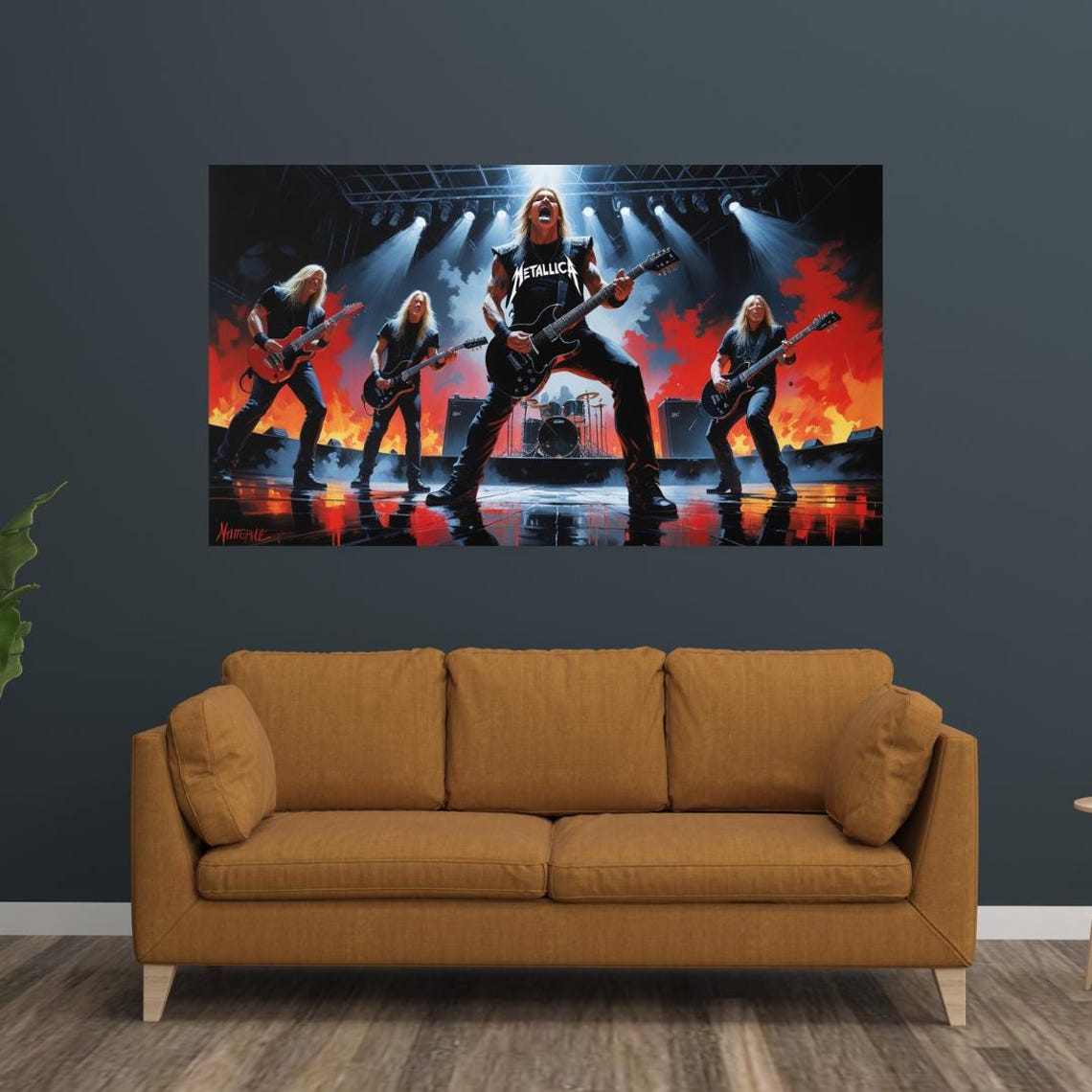 Epic Heavy Metal Concert Painting – High-energy Rock Band Artwork ...
