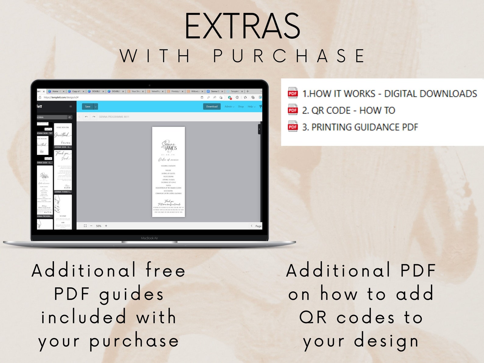 Long 4x11 Wedding Program Template, Modern Order of Service Instant ...