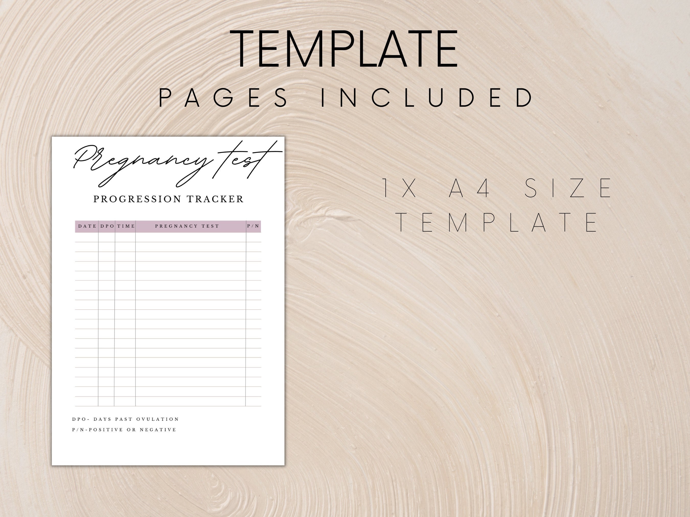 Simple HCG Tracker, Minimalist Pregnancy Test Progression Chart, Pink ...