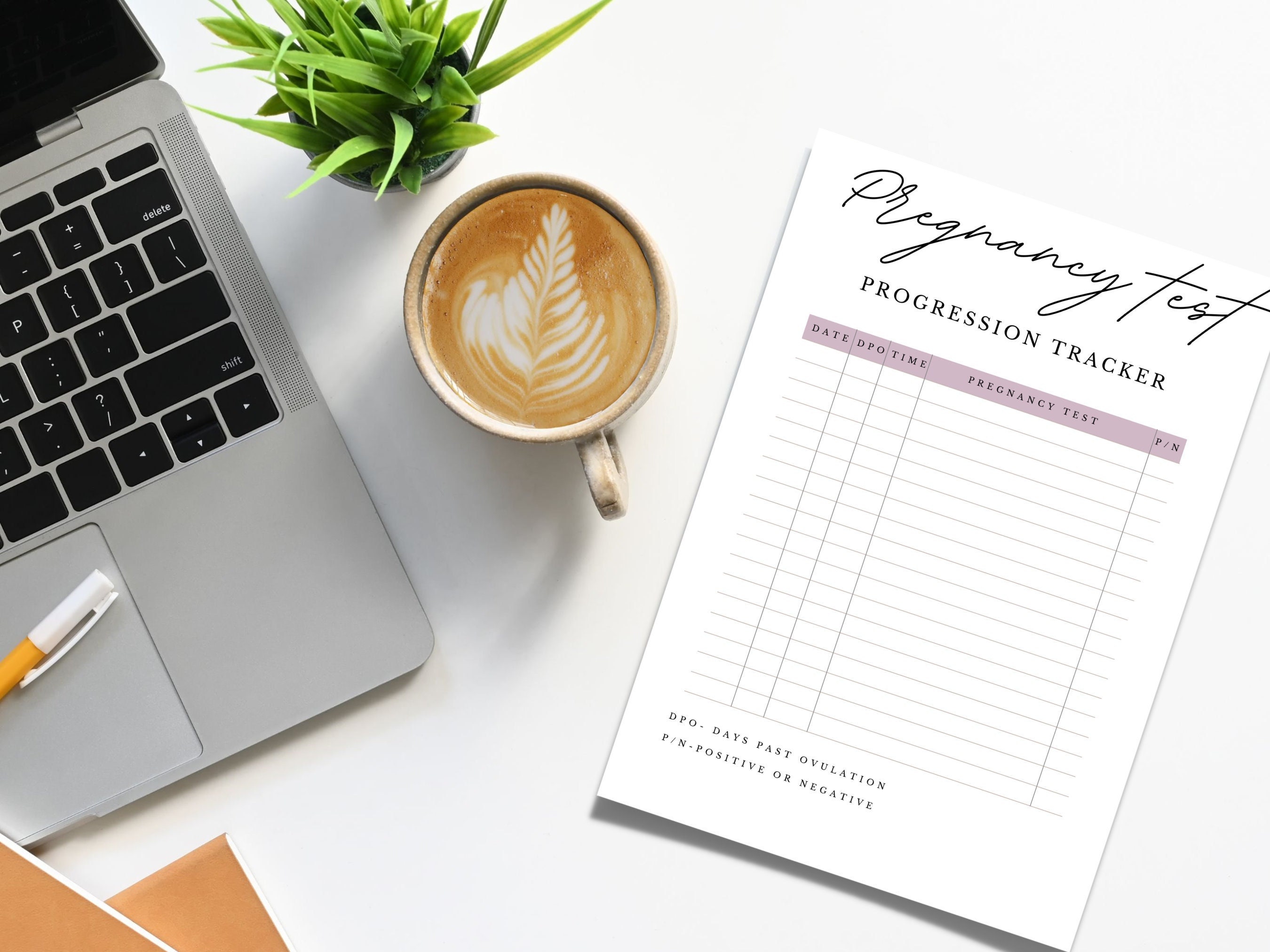 Simple HCG Tracker, Minimalist Pregnancy Test Progression Chart, Pink ...