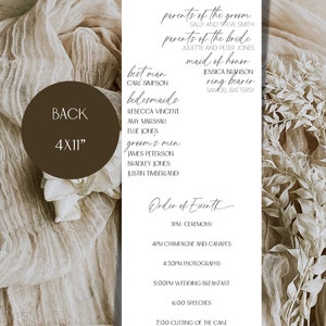 Long 4x11 Wedding Program Template, Modern Order of Service Instant ...