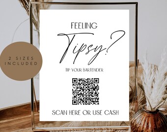 Tip Your Bartender Sign Template QR Code Sign Scan to Pay - Etsy
