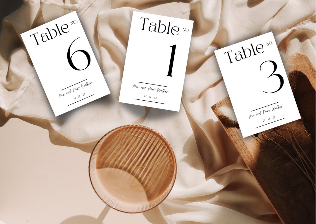 Modern Wedding Table Number Template, Minimalist, Elegant, Classic ...
