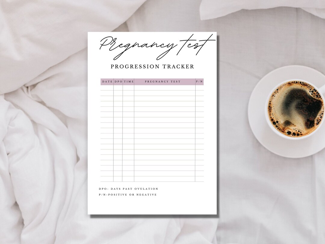 Simple HCG Tracker, Minimalist Pregnancy Test Progression Chart, Pink ...