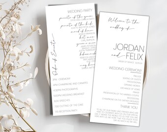 Minimalist Wedding Program Template 4x9 Slim Order of - Etsy