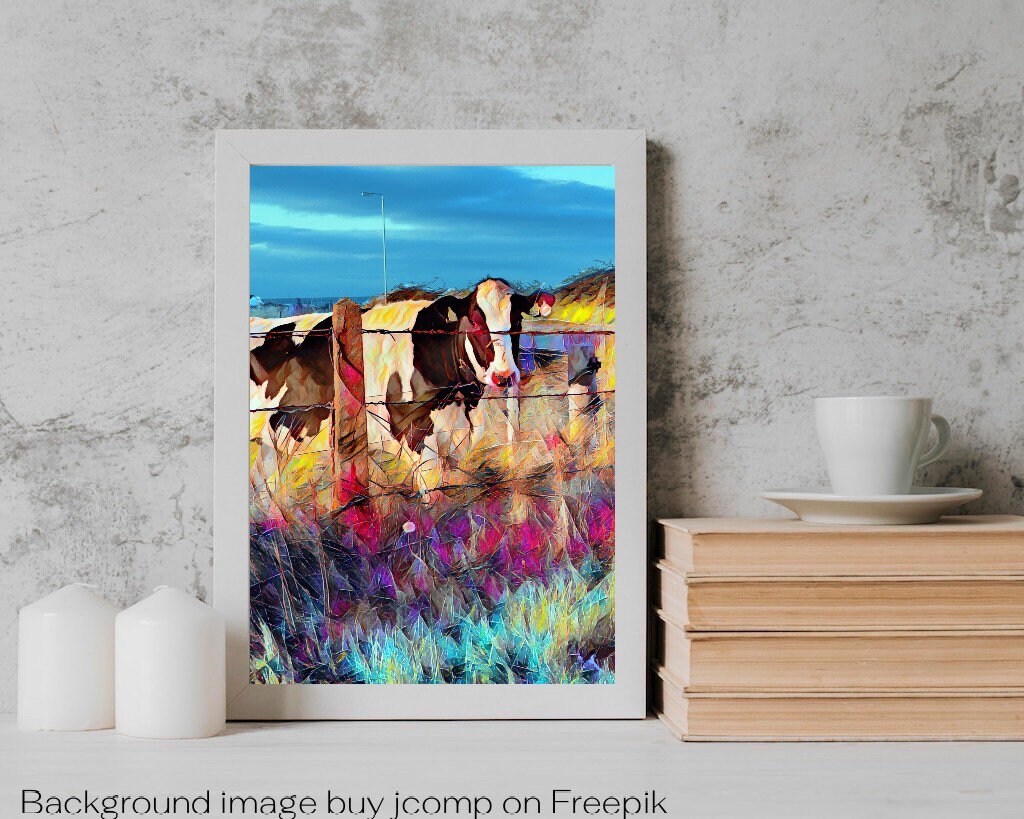 Colourful Cow Print Cow Art Print Cow Poster Cow Wall - Etsy UK