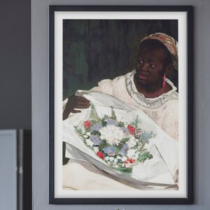 Vintage African American Woman Holding A Bouquet Olympia Portrait ...