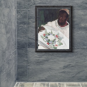 Vintage African American Woman Holding A Bouquet Olympia Portrait ...