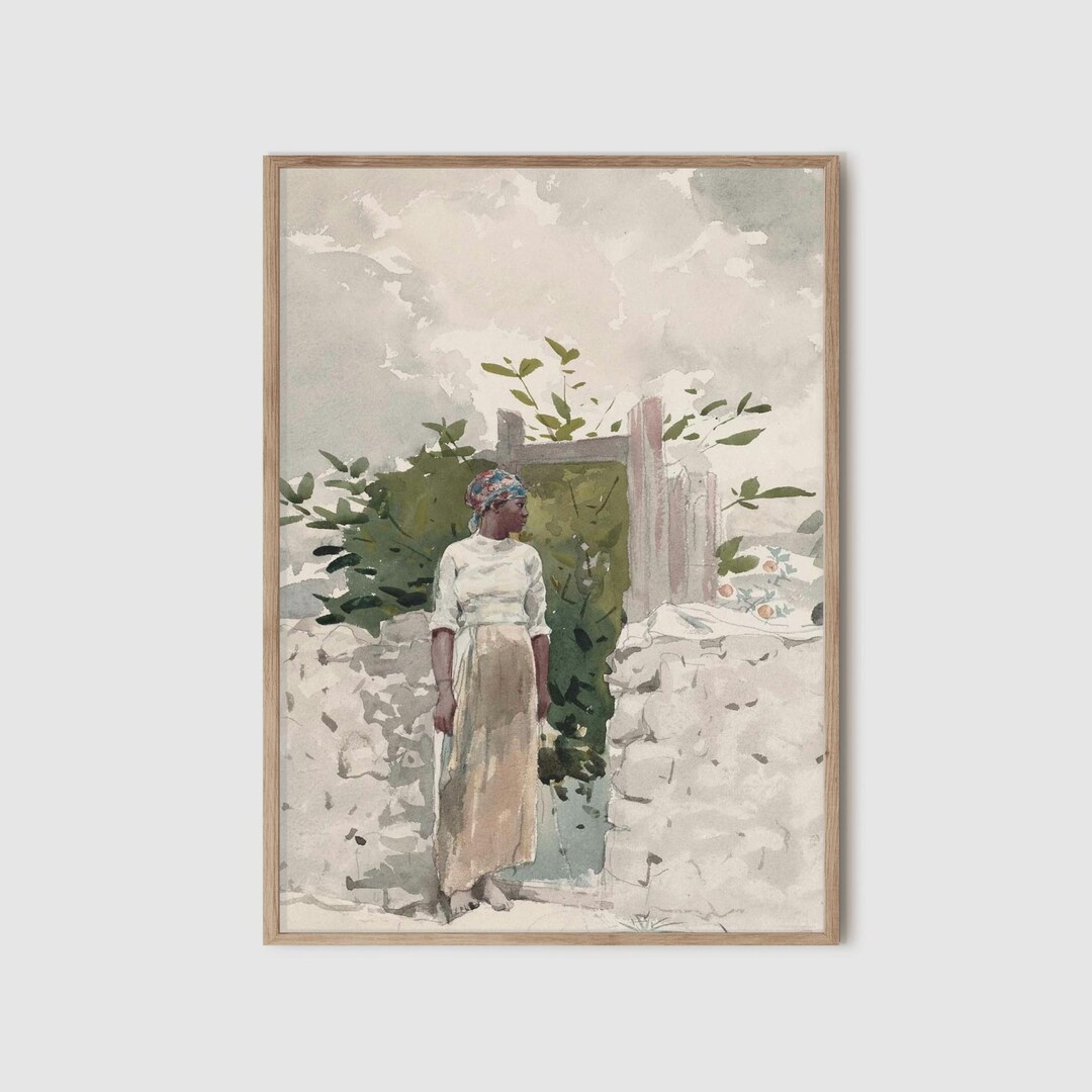 Winslow Homer Woman by Gate Watercolor Painting - Bahamas Art Print ...