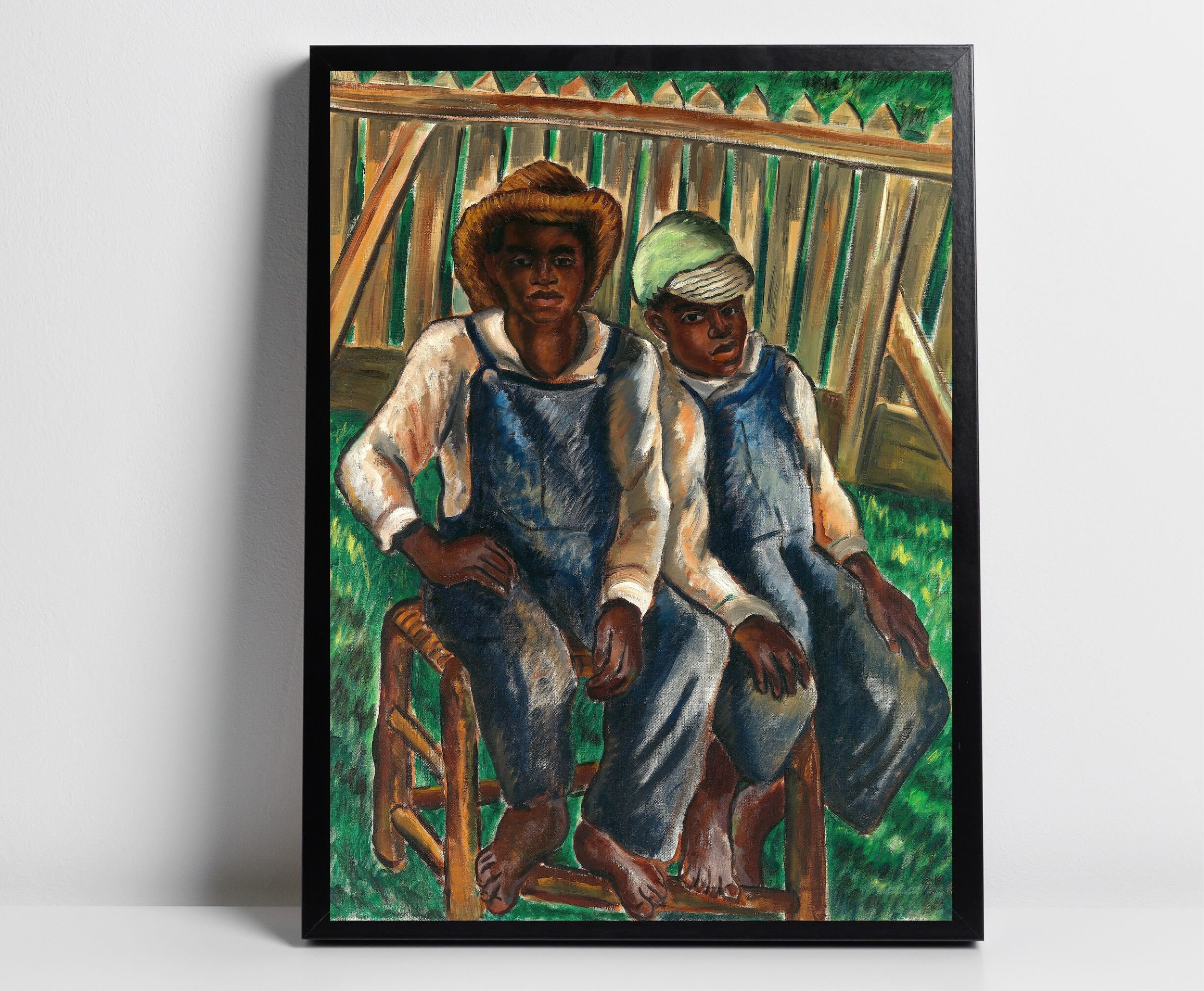 Vintage African American Art 1930s Oil Painting Black Children Portrait ...