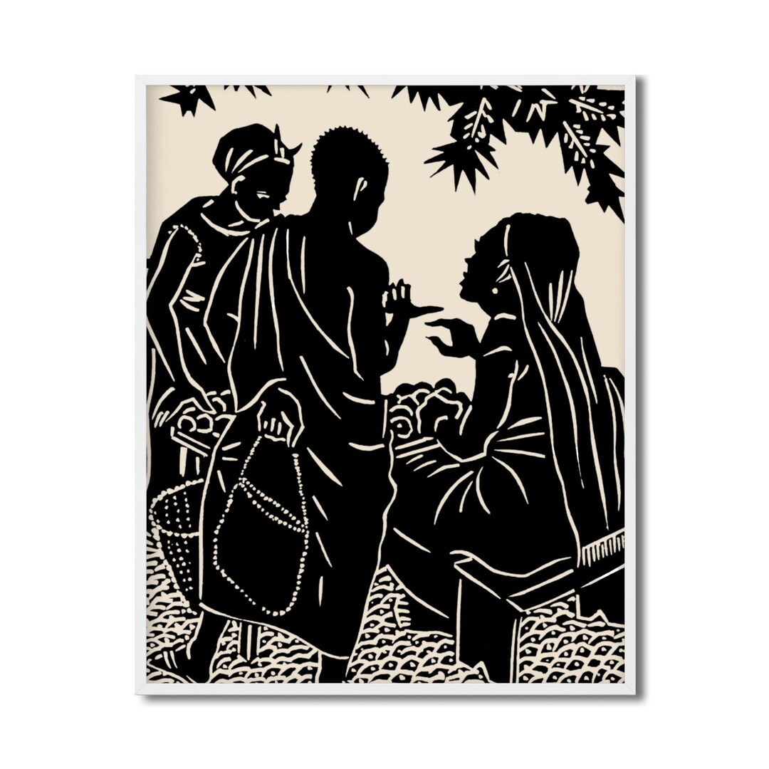 Vintage Linocut Print: African Woman Selling Oranges (digital Download ...