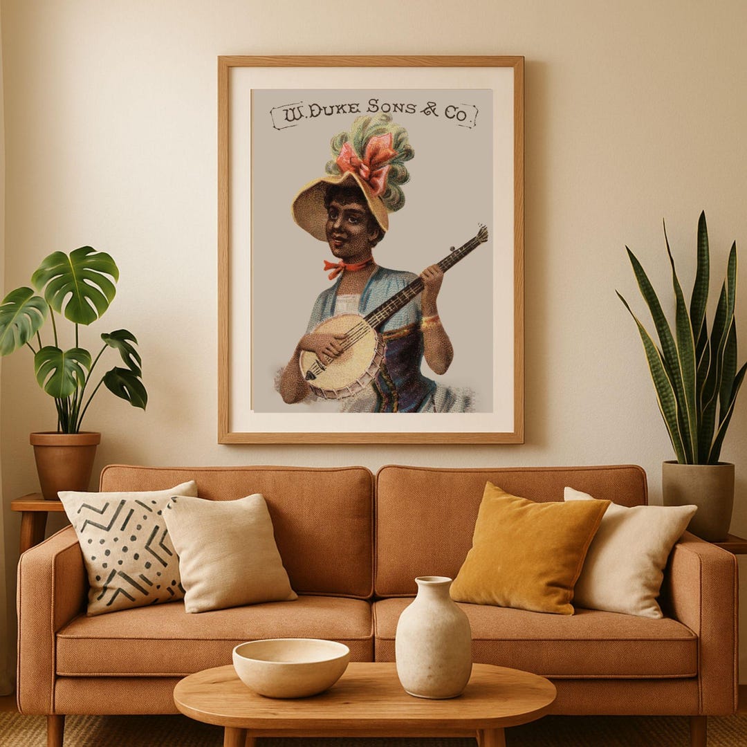 Vintage Banjo Art Print – African American Woman, Black Americana Wall ...