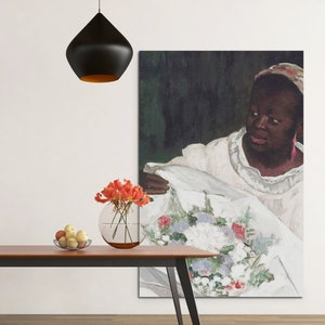 Vintage African American Woman Holding A Bouquet Olympia Portrait ...