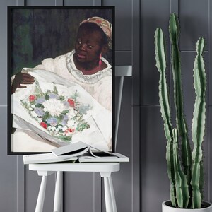 Vintage African American Woman Holding A Bouquet Olympia Portrait ...