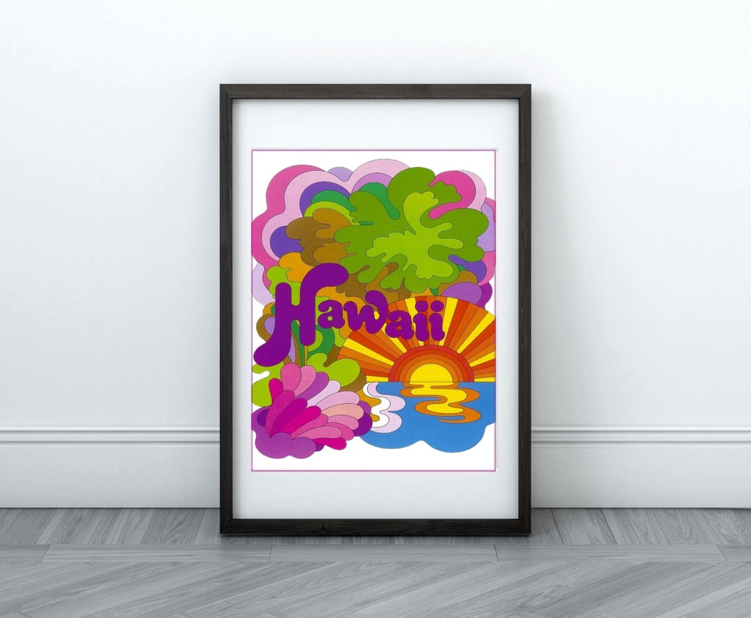 Retro Hawaii Travel Poster: Funky Psychedelic 1960s Wall Art ...