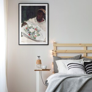 Vintage African American Woman Holding A Bouquet Olympia Portrait ...