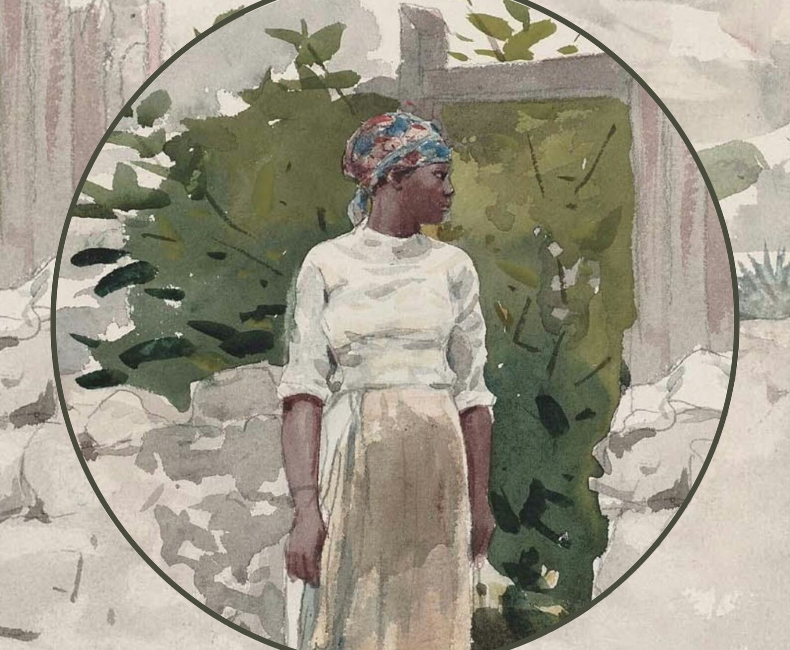Winslow Homer Woman by Gate Watercolor Painting - Bahamas Art Print ...