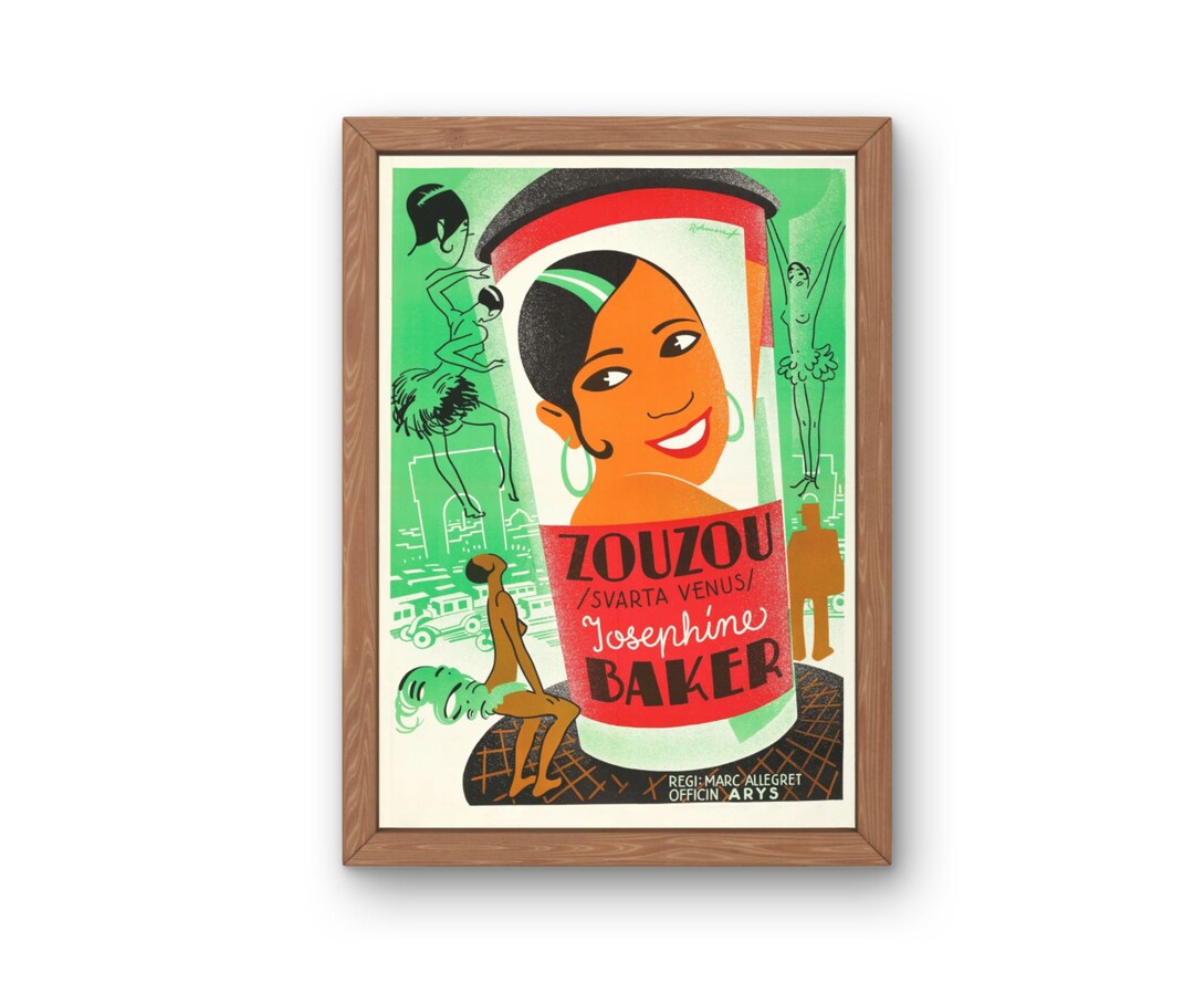 Josephine Baker Zou Zou Vintage French 1930s Silent Film Poster Wall ...