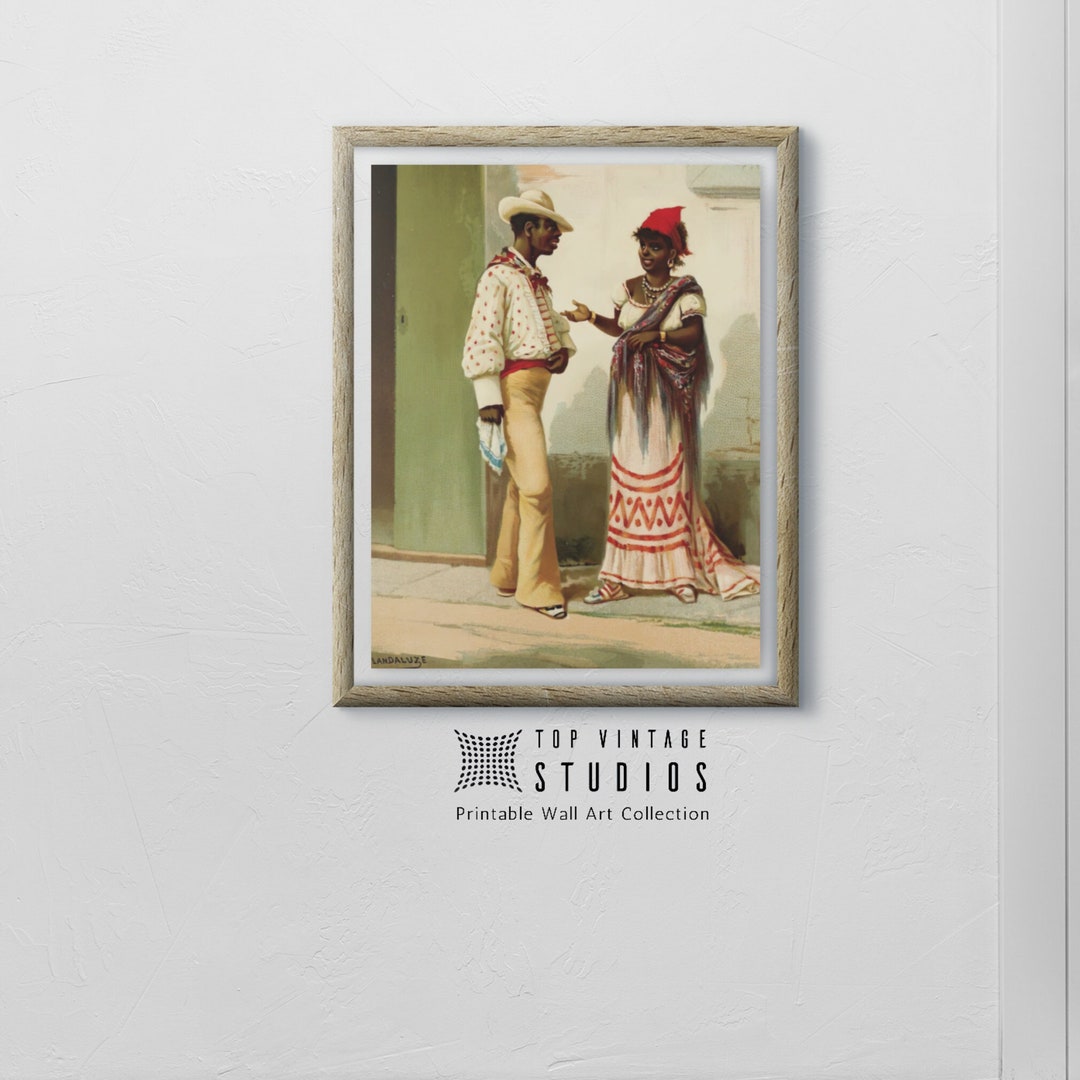 19th Century African American Art Black Man Black Woman Couple Print in ...