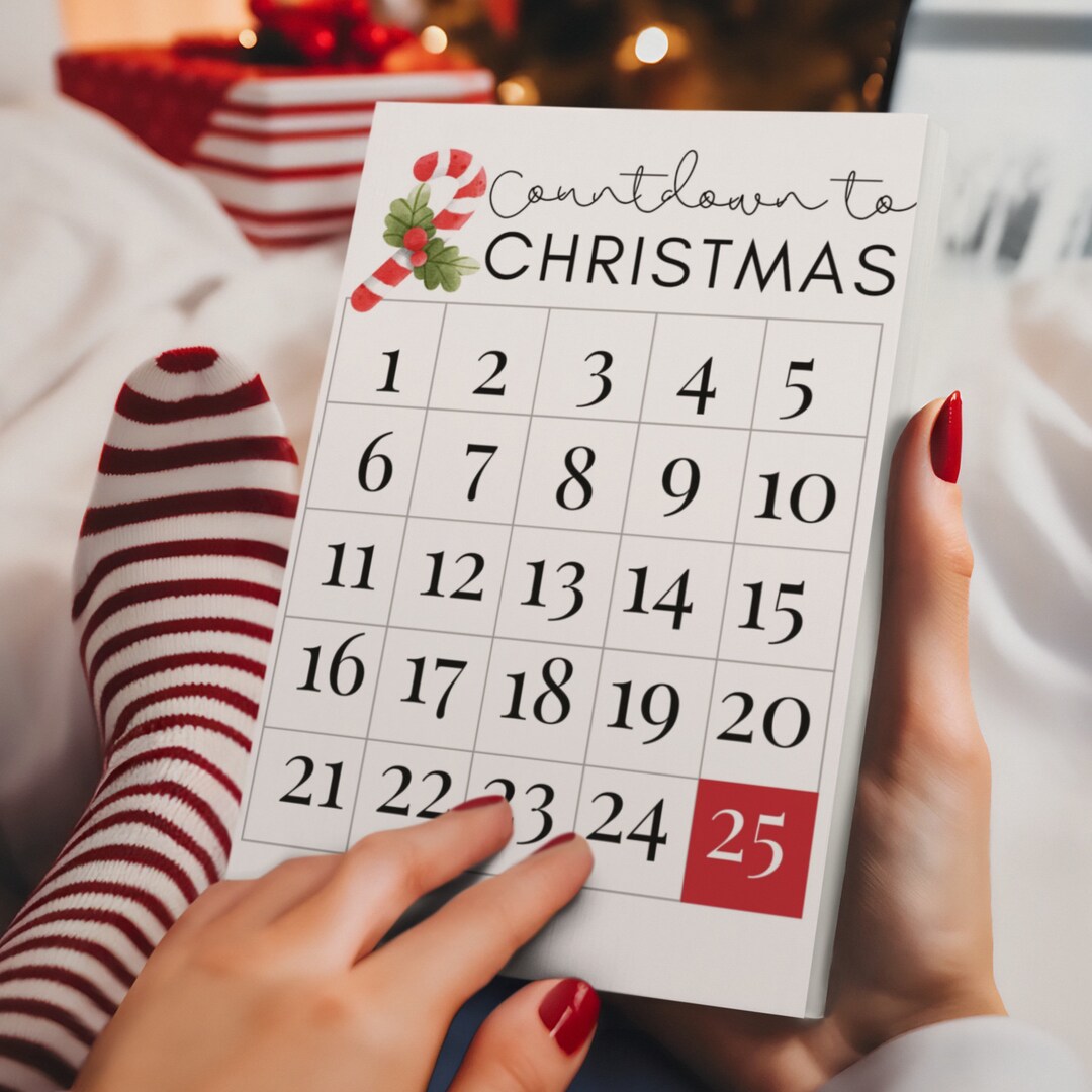 Santa Christmas Countdown Calendar Printable: Holiday Decor (digital ...
