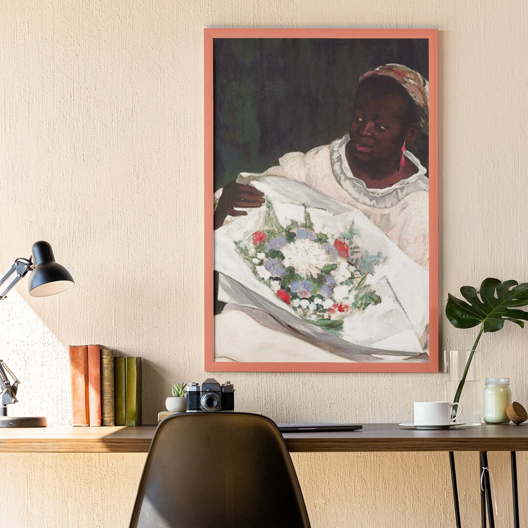 Vintage African American Woman Holding A Bouquet Olympia Portrait ...