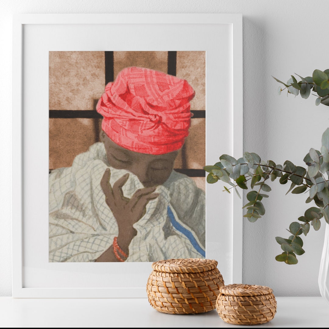 Vintage African American Art Print: Weeping Woman Portrait (digital ...