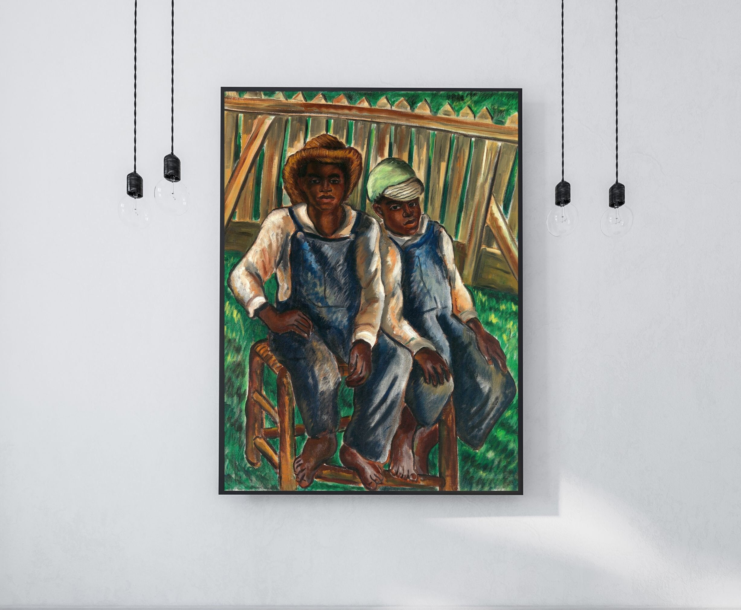 Vintage African American Art 1930s Oil Painting Black Children Portrait ...
