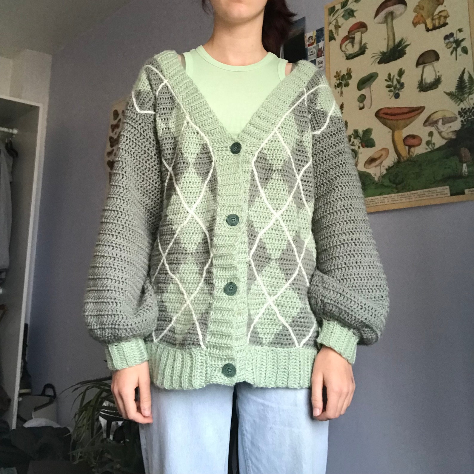 Cosy Crochet Argyle Cardigan Pattern - Etsy