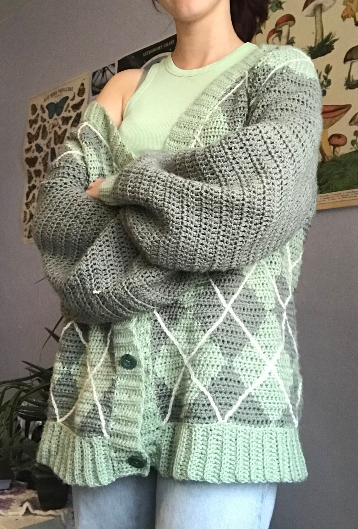 Cosy Crochet Argyle Cardigan Pattern - Etsy