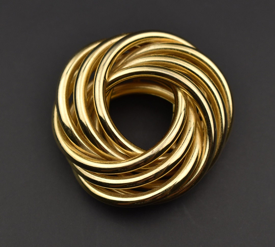 Gold Knot Brooch Large, Huge Chunky Lapel Pin, Accent Abstract Jewelry ...