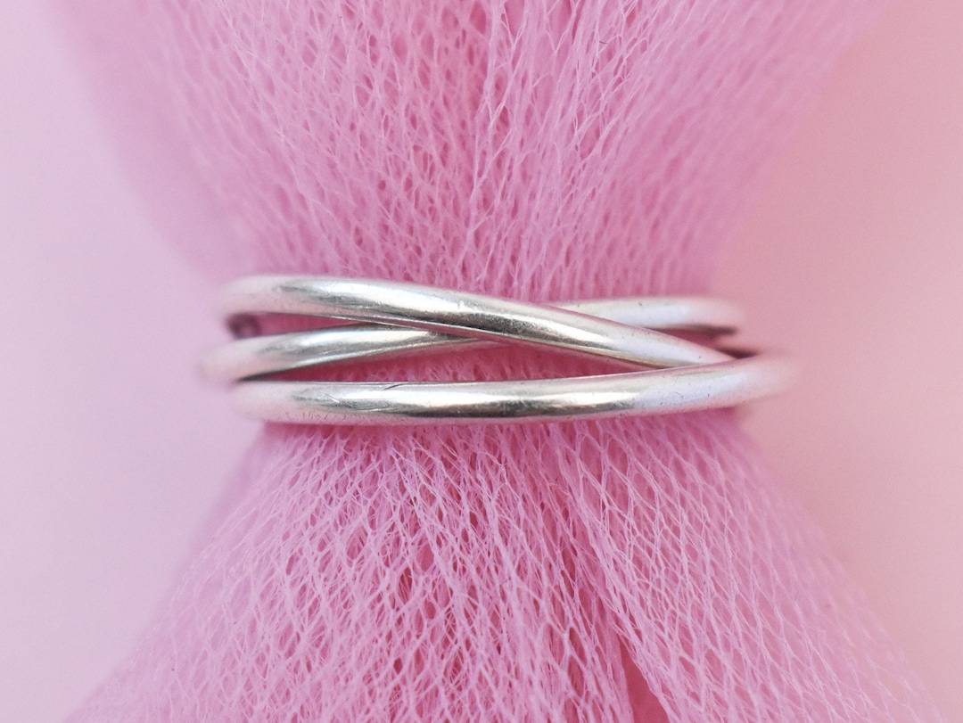 Trinity Ring Sterling Silver, Three Band Silver Rolling Ring, 3 ...
