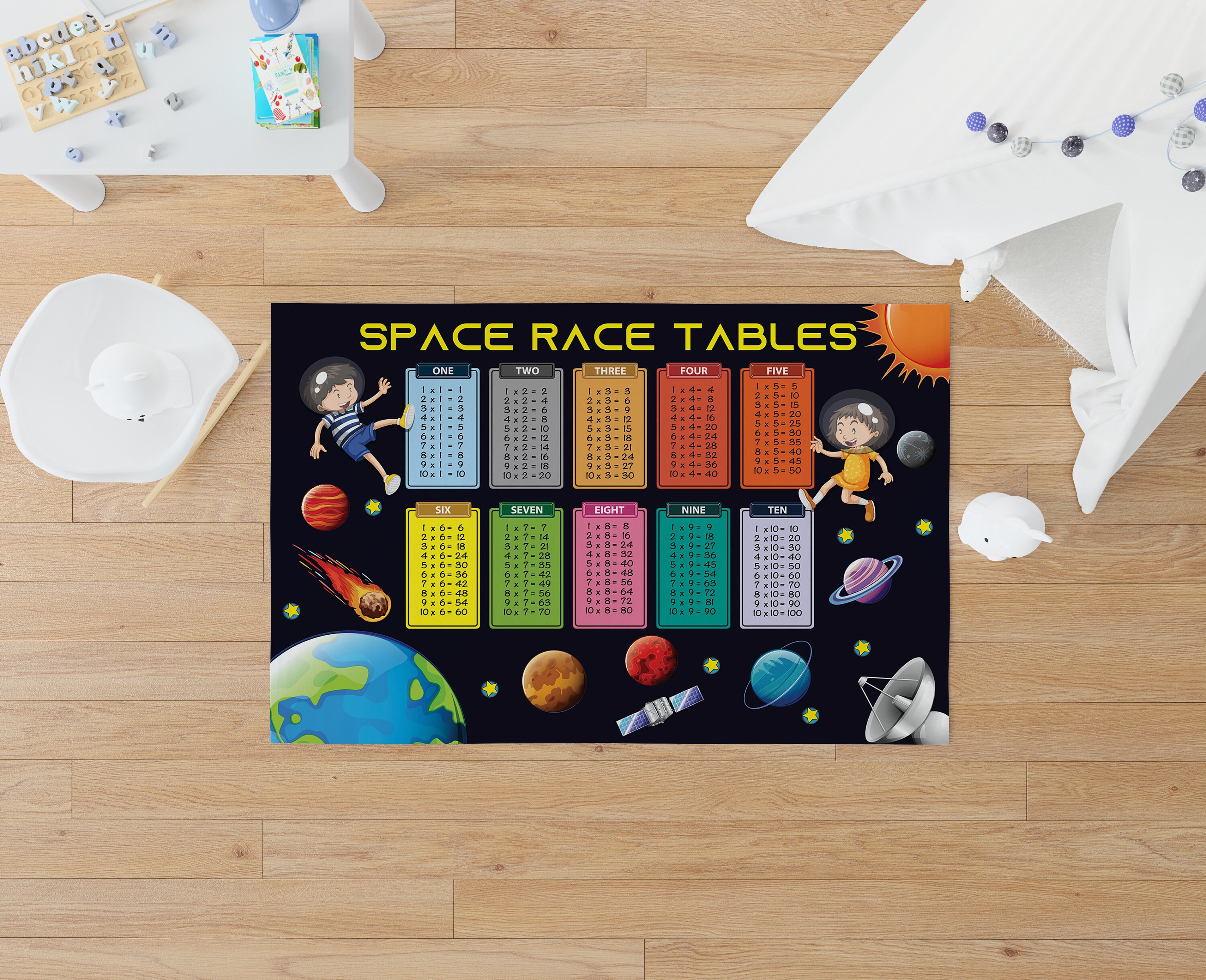 Space Race Table Rug Multiplication Table Carpet Educater - Etsy
