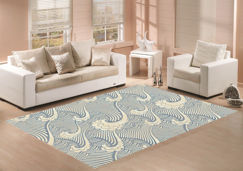 The Great Wave off Kanagawa Rug, Ukiyo Japanese Art Carpet, Boho Rug ...